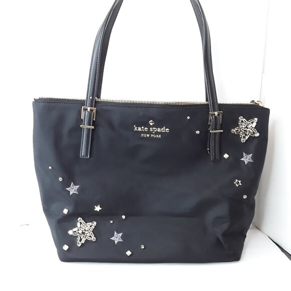 kate spade | Bags | Euc Kate Spade Watson Star Jewel Black Nylon ...